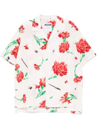 Moschino chemise à fleurs - Blanc