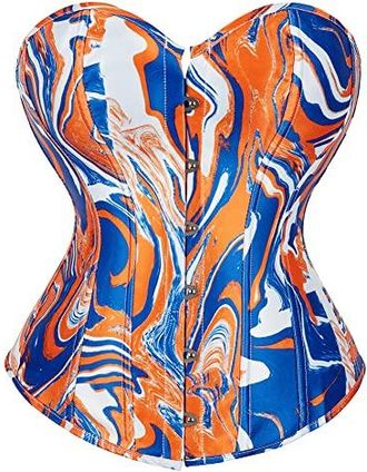 Grebrafan Bustiers et Corsets Femme Corset Halloween Gothique (EUR(40-42) 2XL,Bleu Orange)