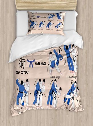 Abakuhaus Jiu Jitsu Bettbezug Set für Einzelbetten, Verteidigungstechniken, Milbensicher Allergiker geeignet mit Kissenbezug, 130 x 200 cm - 70 x 50 cm, Blush B