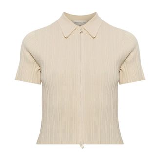 Victoria Beckham Geripptes Oberteil mit kurzen &Auml;rmeln - - Tops - Damen - Beige - M