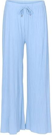 Easy Young Fashion Pantalon dété pour femme - Pantalon plissé doux et fluide - Pantalon de loisirs Marlène tendance élégant et décontracté 999, bleu clair, taille unique