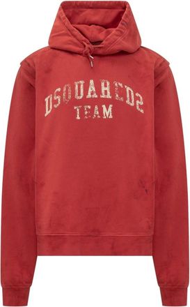 Dsquared2 Homme, Sweatshirts et sweats &agrave; capuche, Rouge, Taille: S Logo Print Sweat &agrave; capuche
