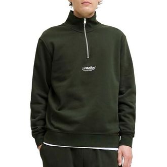 Jack & Jones JJESOHO Sweat Quarter Zip HN Noos Homme Sweat-Shirt Vert XL