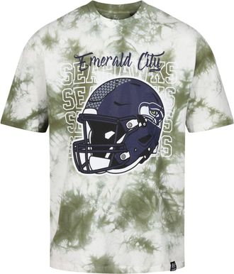 Recovered Clothing Seattle Seahawks NFL Tie-Dye Relaxed Oversized T-Shirt Green White - 3XL