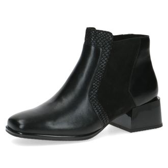 Caprice Damen Stiefeletten mit Absatz aus Leder Kleiner Absatz Weite G, Schwarz (Black Comb), 37 EU