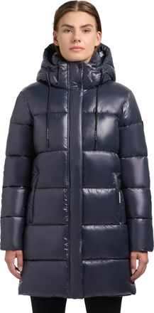 Khujo Damen Wintermantel warmer Steppmantel schimmernd mit Kapuze Jadet2-YM Dark Cloud Blue Gr. L