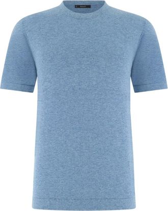Boggi Milano Homme, Pulls, Bleu, Taille: S T-shirt en maille de lin et de coton