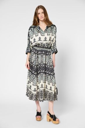 Gerard Darel Jupe midi imprim&eacute;e &eacute;lastiqu&eacute;e - VANILLE - Noir