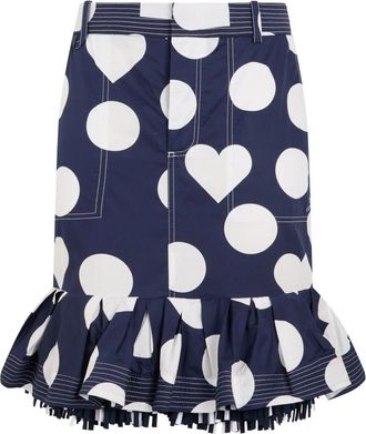 Jacquemus Gepunkteter R&uuml;schenrock mit figurbetontem Schnitt - - Skirts - Damen - Blau - S