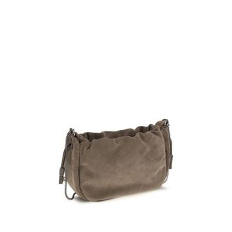 Brunello Cucinelli Womens Brown Calf Leather Bos Taurus Shoulder Bag