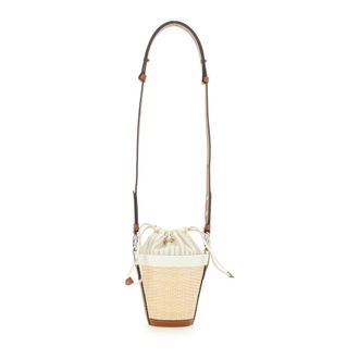 Maison Margiela Femme, Sacs, Beige, Taille: ONE Size Sac Seau Tiss&eacute; avec Garniture en Cuir