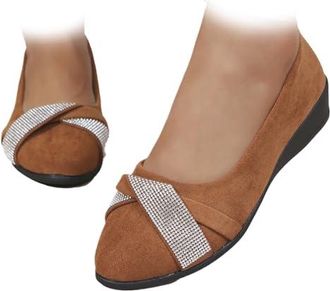 Generic Chaussures orthop&eacute;diques l&eacute;g&egrave;res &agrave; strass pour femme - &Agrave; enfiler - Style d&eacute;contract&eacute; - Bout rond - Avec noeud, marron, 36.5 EU