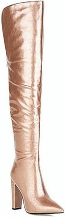 Generic dor,36 EU,Bottes à la Mode avec Fermeture éclair au Dos au-Dessus du Genou, Bottes Hautes pour Femmes, Bout Pointu, Talons épais, Bottes Longues, Chau