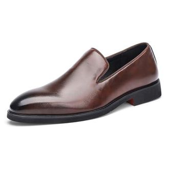 Generic Mocassins en cuir &agrave; enfiler pour homme, marron, 38 2/3 EU