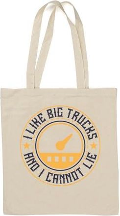 Generic Sac fourre-tout en coton naturel avec slogan « I like big trucks and I cant lie truck trucker » Blanc