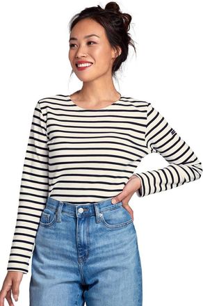 Armor Lux Damen Im Marine-stil Lesconil Aus Dicker Baumwolle T-Shirt, Mehrfarbig (Nature/Rich Navy Bi7), 4XL EU