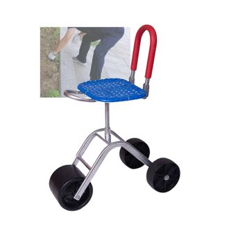 Generic Robuster, Rollbarer Gartenhocker Mit Griff, Faltbarer Gartenwagen Verstellbarem, 360&deg; Drehbarem Sitz, for Rasen Und Garten(Blue)