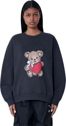 Ganni Femme, Sweatshirts et sweats &agrave; capuche, Noir, Taille: 38 FR SweaT-shirt &agrave; motif logo