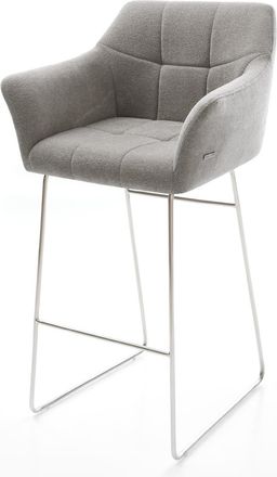 DELIFE Barstuhl Yulo-Flex Strukturstoff Soft Grau Kufengestell Edelstahl Silberfarben, Barst&uuml;hle