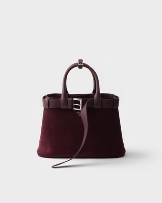 Prada Mittelgro&szlig;e Prada Buckle Tasche aus Wildleder mit G&uuml;rtel