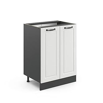 Vicco Meuble Bas de Cuisine R-Line, Blanc Campagne/Anthracite, 60 cm sans Plan de Travail