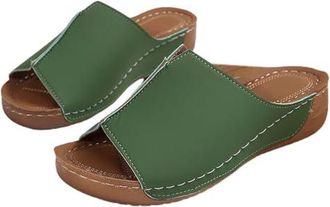Generic YIzdegg Mules &agrave; talon compens&eacute; pour femme - Sandales en cuir souple - Antid&eacute;rapantes - Confortables - Respirantes - Pour les loisirs - Chaussures d&eacute;t&eacute;