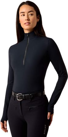 Ariat Womens SolVeil 1/2 Zip Baselayer Top Long Sleeve in Black, Size 2X-Small, by Ariat