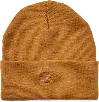 Timberland Herren Beanie mit B&uuml;ndchen und Gesticktem Winter-Hut, Wheat/Flat Logo, Einheitsgr&ouml;&szlig;e