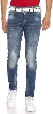 Cipo & Baxx Jean pour homme - Effet froissé - Coupe ajustée - Design simple - Jean skinny, Cd319b, 30W / 32L