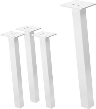 ML Design ML-Design 4er Set Tischbeine schr&auml;g H:42 cm, Wei&szlig; gl&auml;nzend, aus pulverbeschichtetem Stahl, eckig, Profil 4x4 cm, I-Form, M&ouml;belf&uuml;&szlig;e Metall 96&deg; Neigung,