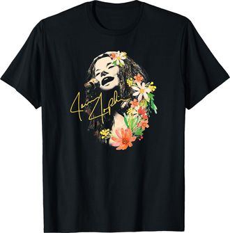 F4NT4STIC Janis Joplin Rock Music Soul Blues Flowers Pattern T-Shirt