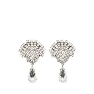 Alessandra Rich Femme, Accessoires, Gris, Taille: ONE Size Boucles doreilles pendantes avec cristaux et motif coquillage