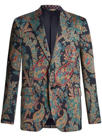 Etro blazer boutonn&eacute; &agrave; motif cachemire en jacquard - Bleu