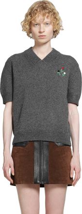 Marni Short Sleeve V-Neck Cashmere Sweater