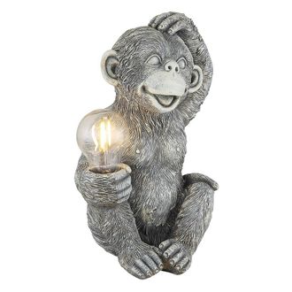 Globo Lighting Solarleuchte Affe Gartendeko Tierfigur Solarlampe Au&szlig;enleuchte grau Affe, LED warmwei&szlig;, LxBxH 20x15,5x27,5 cm