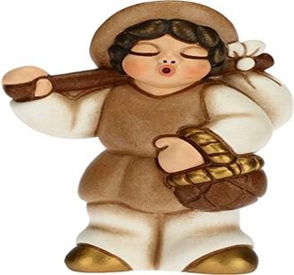 Thun Figur Krippe Herren mit Fagott - Weihnachtsdekoration Haus - Linie Krippe, weiße Variante - Keramik - 6 x 3,8 x 8 cm