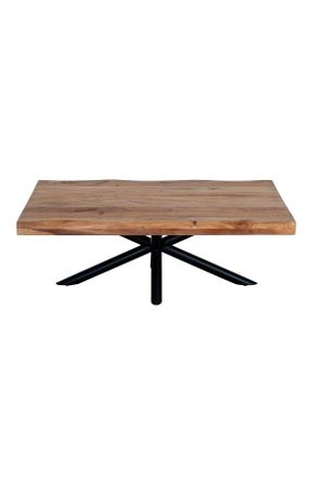 Livetastic Couchtisch, Natur, Schwarz, Holz, Metall, Akazie, Holz, rechteckig, X-Form, 70x45x120 cm, Holzm&ouml;bel, Holztische, Couchtische Holz