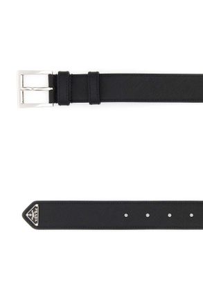 Prada Mens Black Leather Belt Nero Vitello Cinture