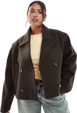 Asos Curve ASOS DESIGN Curve - Caban court élégant - Chocolat-Marron