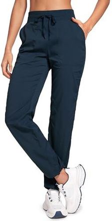 CRZ YOGA Pantalons d&eacute;contract&eacute;s l&eacute;gers &agrave; Poches pour Femmes Pantalons de Sport Bleu Encre 40