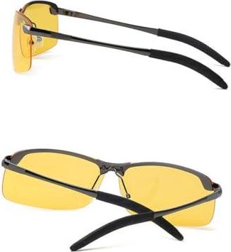 BESPORTBLE Lunettes De Nuit Polaris&eacute;es Conduite, Monture M&eacute;tal, Verres Anti-reflets Jaunes, Unisexes, Protection &Eacute;blouissement, Confort Visuel, Usage Automobile 