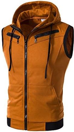 Generic TDEOK Gilet de sport pour homme avec capuche - Veste à capuche - Débardeur à capuche - Gilet dextérieur - Gym - Fitness - Sweat à capuche sans manches