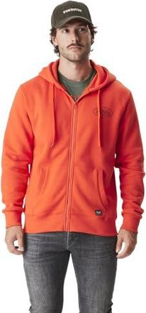 Von Dutch Sweat Homme Coton, Sweat a Capuche Homme Slimane, Confortable et Chaud, Orange Taille M