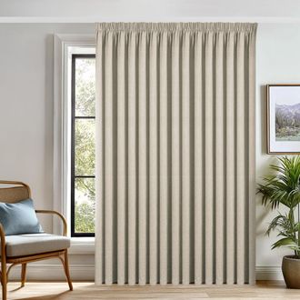 Deconovo Leinen Verdunklungsvorhang mit Kr&auml;uselband, 100% Blickdicht, Thermo & Schallschutz, Leinenoptik Blackout Gardine f&uuml;r Wohnzimmer, H220 x B300 cm, Leine