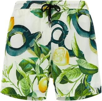 Roberto Cavalli Badeshorts mit Schlangen- und Zitronen-Print - - Swimwear - Herren - Mehrfarbig - 3XL