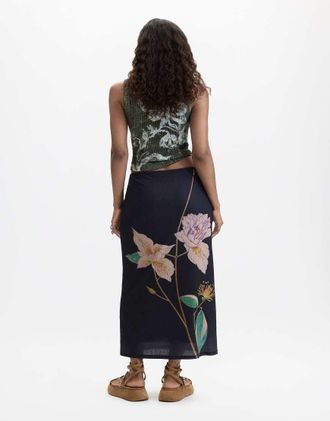 Desigual Jupe longue &agrave; imprim&eacute; - Noir