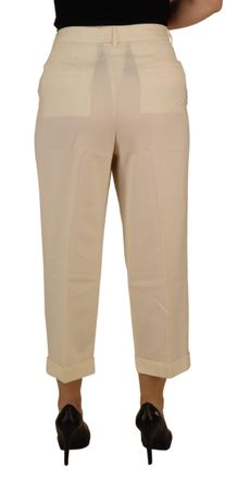 Dolce & Gabbana Womens High-Waist Cropped Virgin Wool Trousers Ivory Elastane