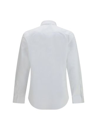 Burberry Mens Cotton Shirt With Check Trims Optic White