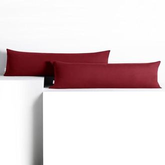 Decoking 2 Kissenbez&uuml;ge 20x145 cm Jersey 100% gek&auml;mmte Baumwolle Rei&szlig;verschluss Bordeaux Amber