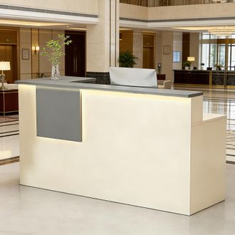 Generic Empfangstheke mit LED-Beleuchtung Empfangstheke mit abschlie&szlig;baren Schubladen Stauraum und Tastaturablage Ideale Kassentheke f&uuml;r B&uuml;ro Zuhause oder Kli